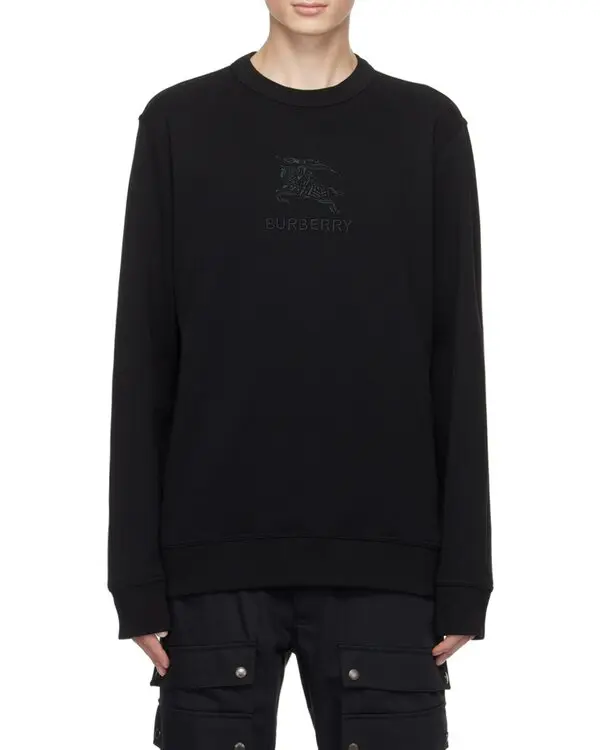 Burberry Crewneck Sweatshirt With Embroidered Logo - Black