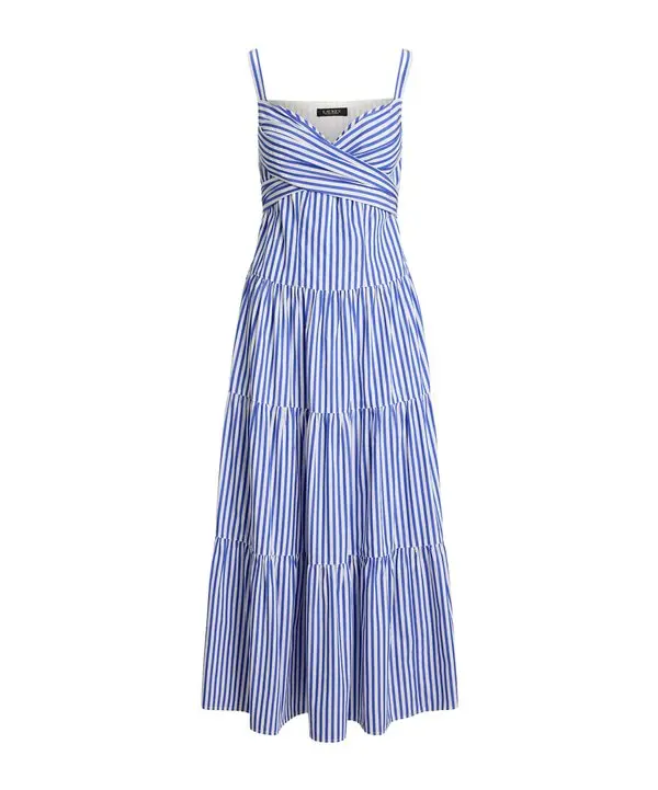 Ralph Lauren Striped Cotton Wrap Dress With Bow Detail