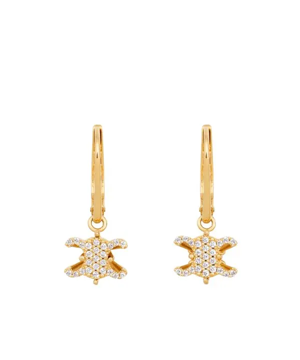 Celine Triomphe Solitaire Sparkle Earrings In Strass And Brass With Finish - Gold