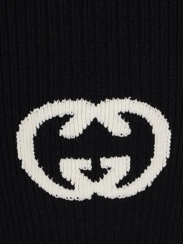 Gucci Ribbed Gg Intarsia Knit Shorts - Black