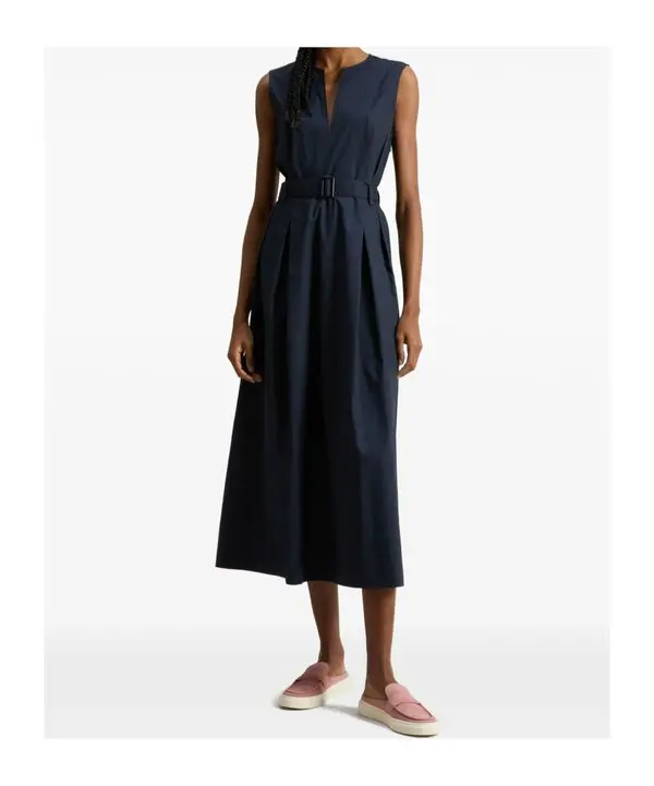 Woolrich Sleeveless V-neck Belted Dress - Black