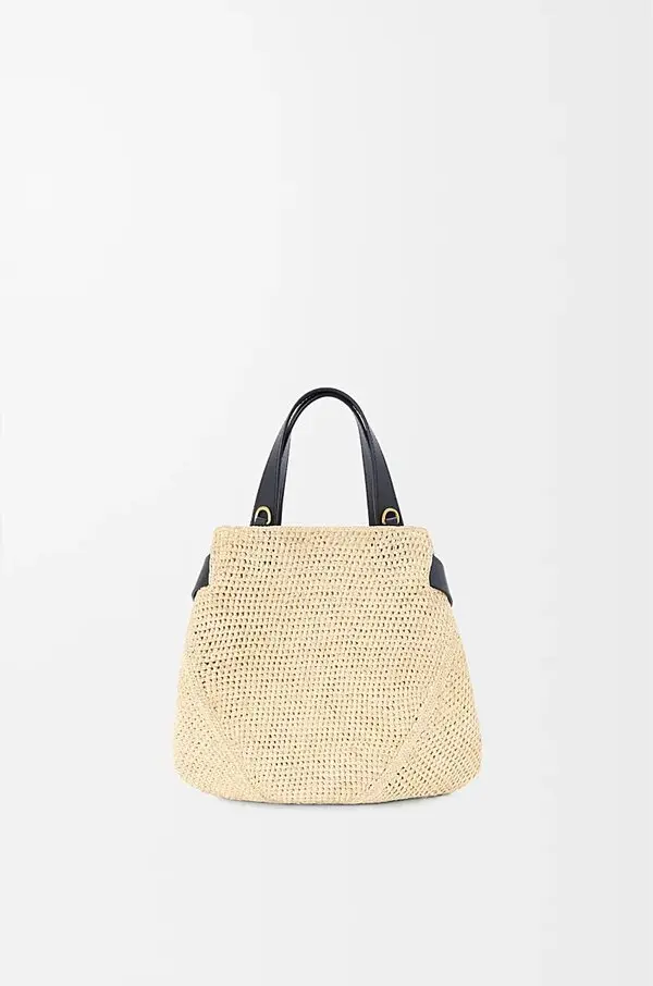Loewe Buckle Detailed Woven Tote Bag - Natural