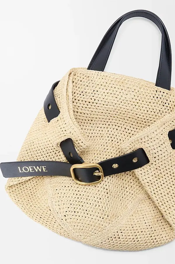 Loewe Buckle Detailed Woven Tote Bag - Natural