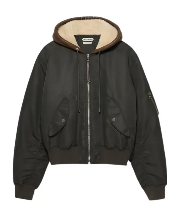 J.W.ANDERSON Hooded Bomber Jacket In Dark Khaki