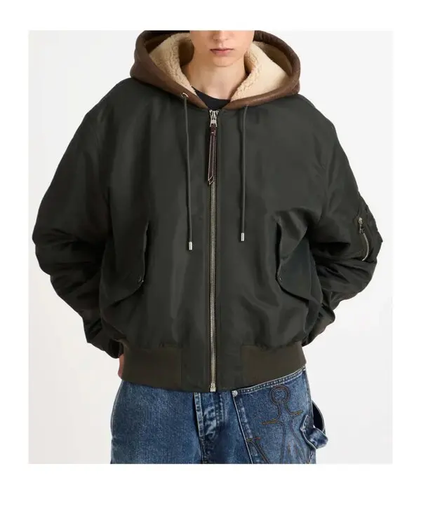 J.W.ANDERSON Hooded Bomber Jacket In Dark Khaki