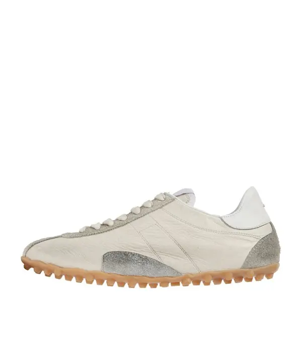 MAISON MARGIELA Textured Leather And Suede Sneakers - Cream