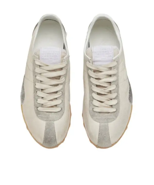 MAISON MARGIELA Textured Leather And Suede Sneakers - Cream