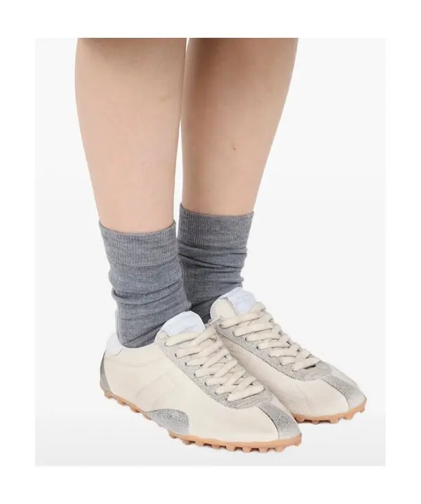 MAISON MARGIELA Textured Leather And Suede Sneakers - Cream
