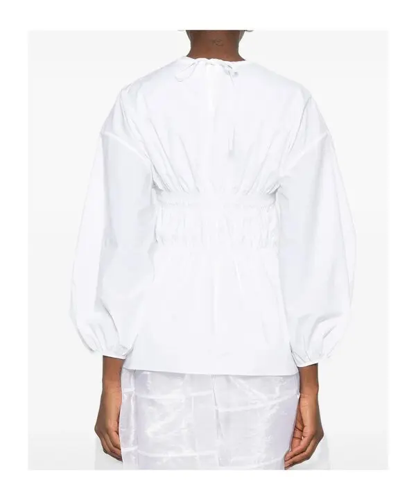 Cecilie Bahnsen Gathered Round Neck Top - White