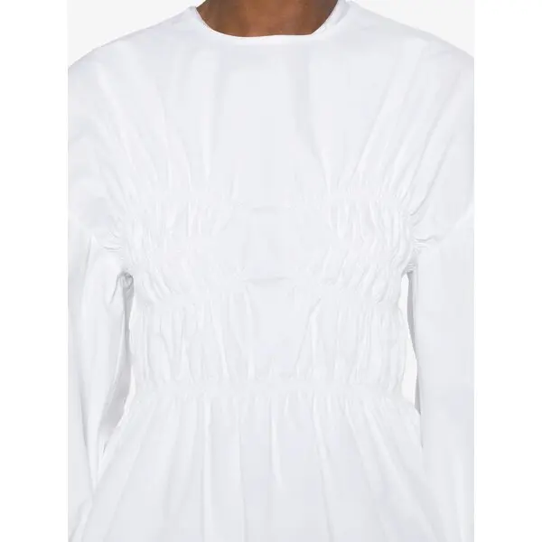 Cecilie Bahnsen Gathered Round Neck Top - White