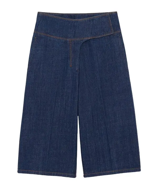AMI Paris High-waisted Loose Fit Denim Culottes - Indigo