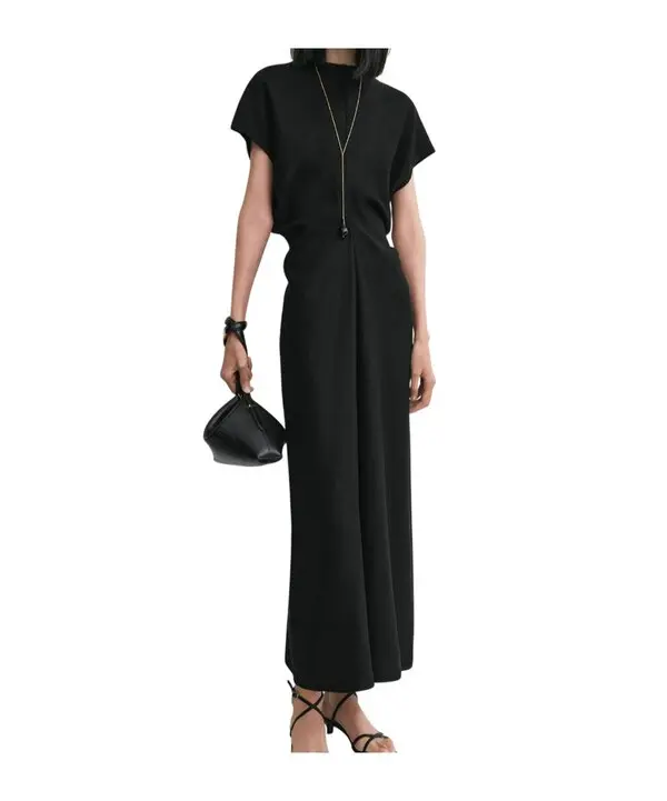 TOTEME Slouch-waist Gathered Maxi Dress - Black