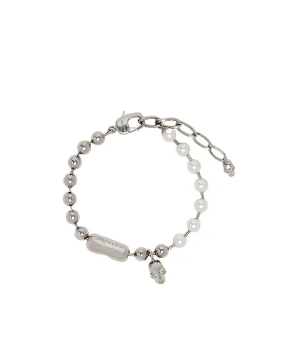 Alexander McQueen Embellished Skull Bracelet - Palladium