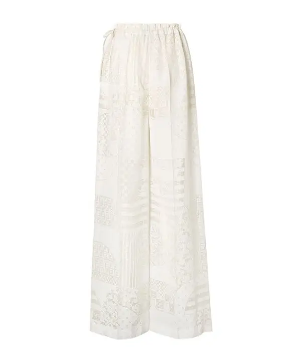 Fendi Patchwork Motif Wide-leg Drawstring Pants