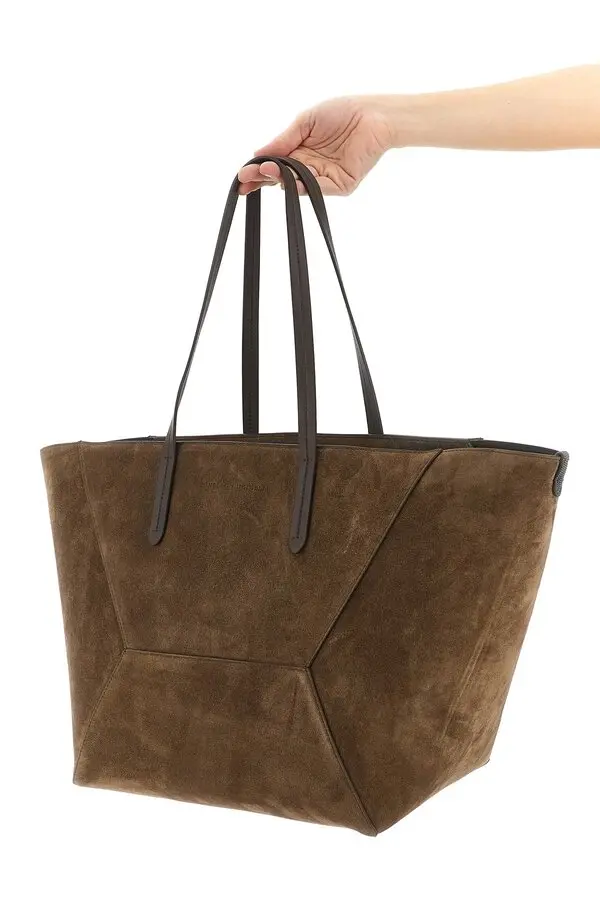 Brunello Cucinelli Shopper Bag With Monili Details - Brown
