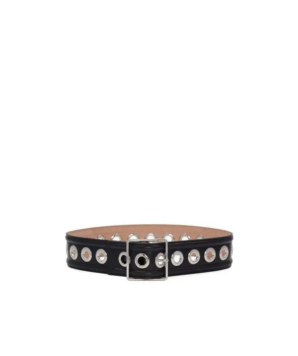 Alexander McQueen Eyelet Detailed Buckled Belt - Black