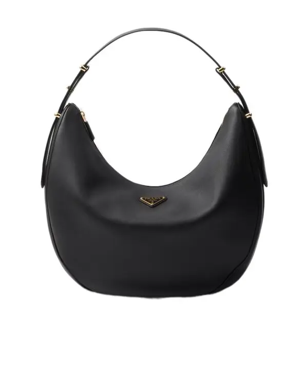 Prada Large Leather Shoulder Bag - Black