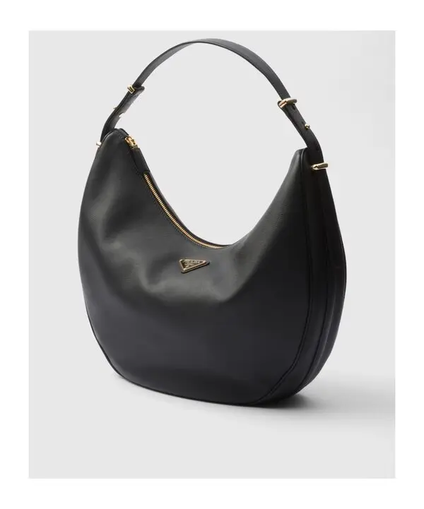 Prada Large Leather Shoulder Bag - Black