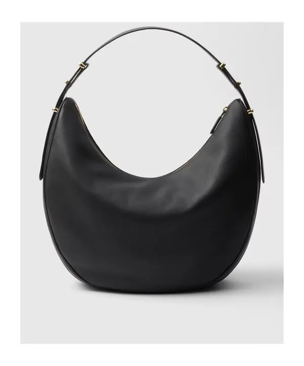 Prada Large Leather Shoulder Bag - Black
