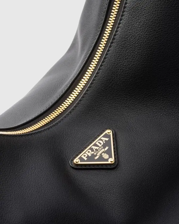 Prada Large Leather Shoulder Bag - Black