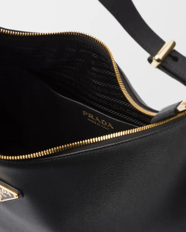 Prada Large Leather Shoulder Bag - Black