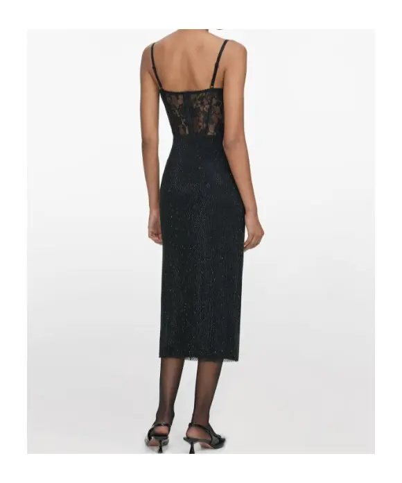 SELF-PORTRAIT Embellished Midi Skirt With Side Slit - Black