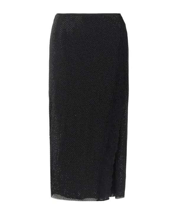 SELF-PORTRAIT Embellished Midi Skirt With Side Slit - Black