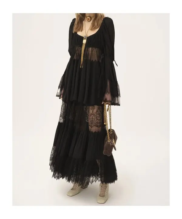Chloé Puff-sleeve Ruffled Blouse In Organic Silk-georgette