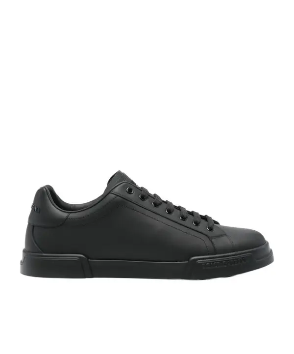 Dolce & Gabbana Embossed Logo Round Toe Sneakers - Black