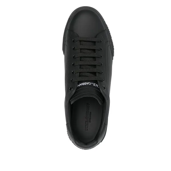 Dolce & Gabbana Embossed Logo Round Toe Sneakers - Black