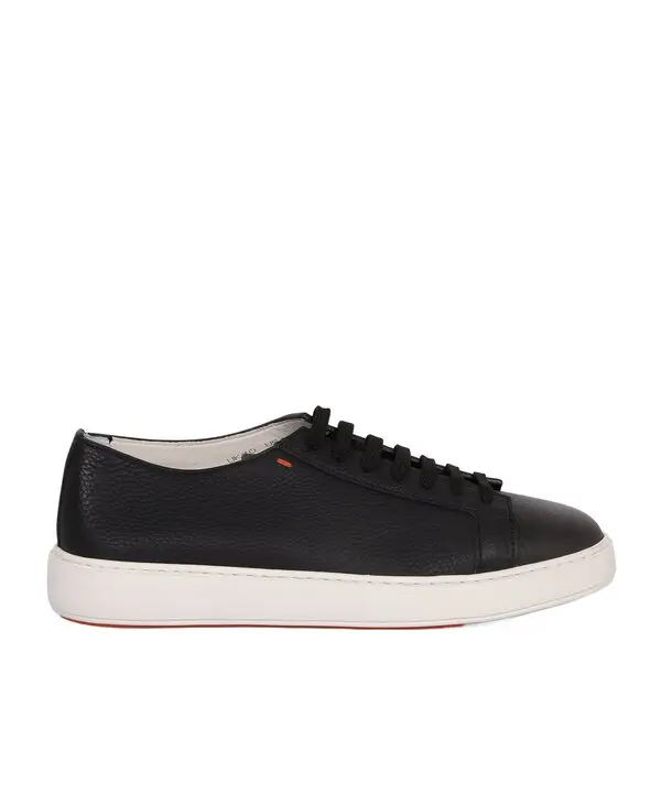 Santoni Round Toe Lace-up Sneakers - Black