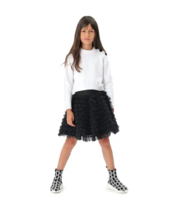 Balmain Pleated Tulle Skirt