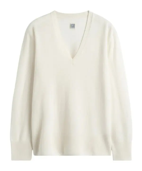 TOTEME V-neck Knitted Jumper - Beige