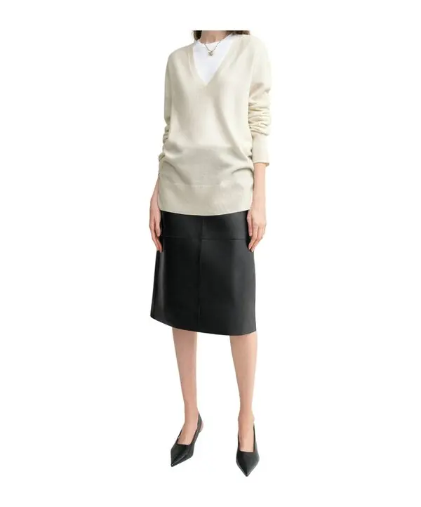 TOTEME V-neck Knitted Jumper - Beige