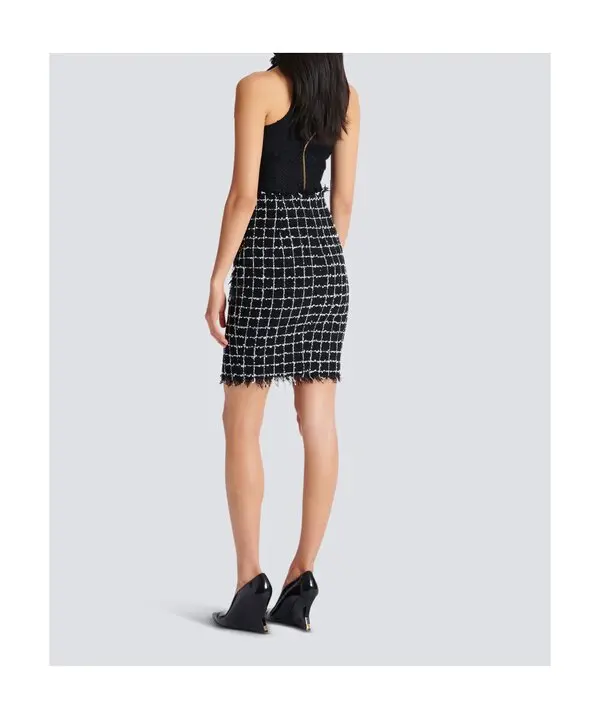 Balmain Button Detailed Tweed Pencil Skirt