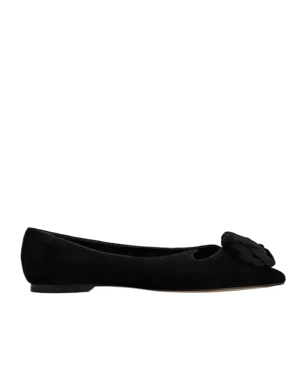 ROGER VIVIER Rose Embellished Pointed Toe Ballet Flats