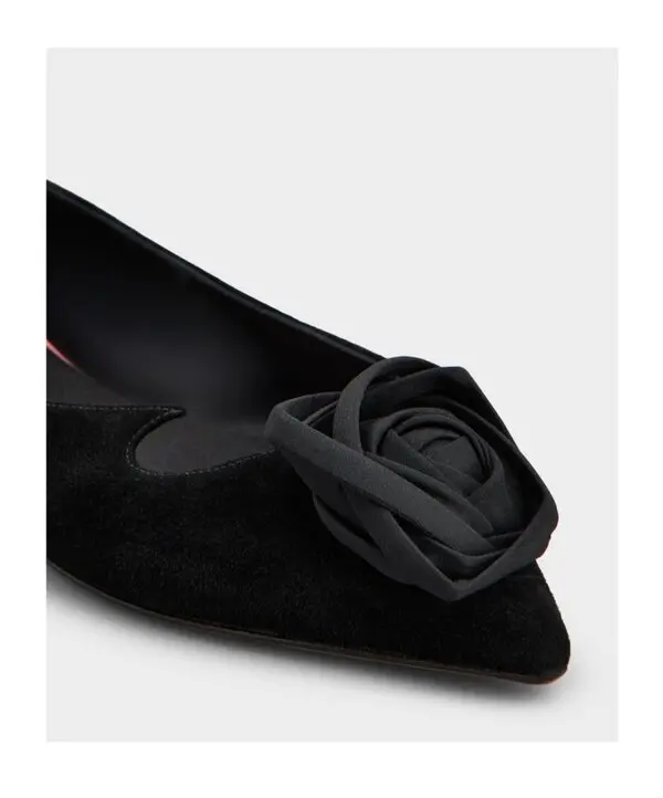 ROGER VIVIER Rose Embellished Pointed Toe Ballet Flats