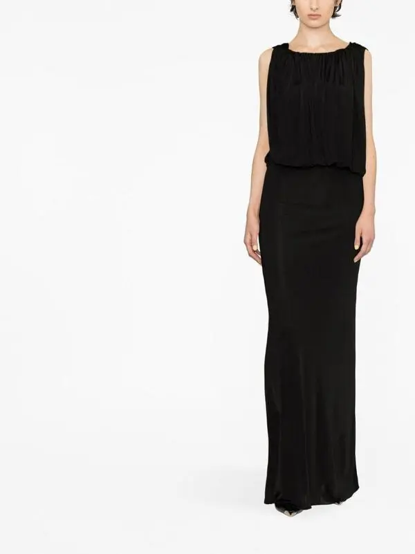 Saint Laurent Sleeveless Pleated Maxi Dress
