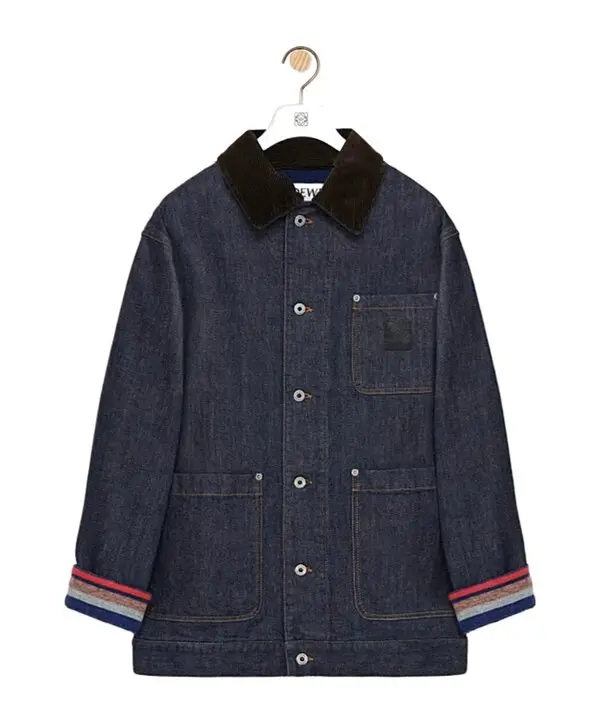 Loewe Denim Jacket With Corduroy Collar - Black
