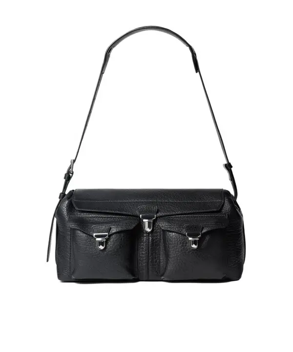LEMAIRE Flap Metal-clip Leather Shoulder Bag - Black