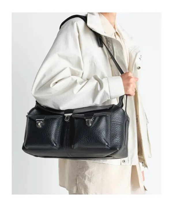 LEMAIRE Flap Metal-clip Leather Shoulder Bag - Black