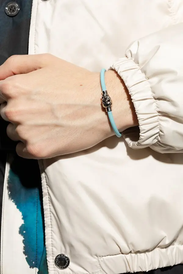 Alexander McQueen Skull Charm Cord Bracelet - Blue