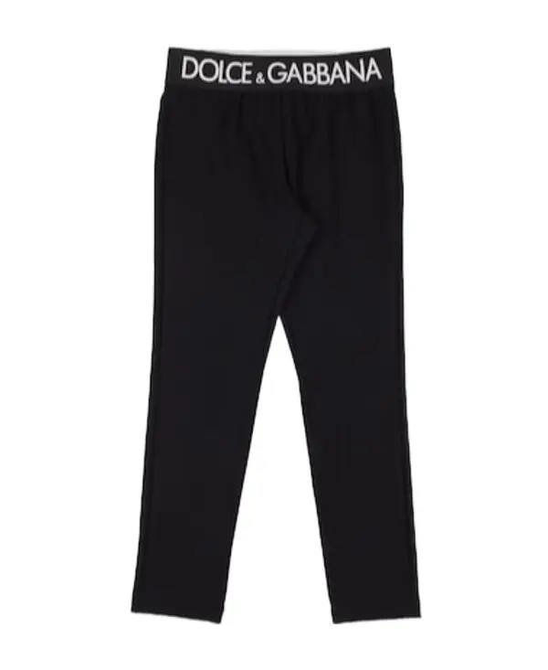 Dolce & Gabbana Logo Cotton Jersey Tights - Black