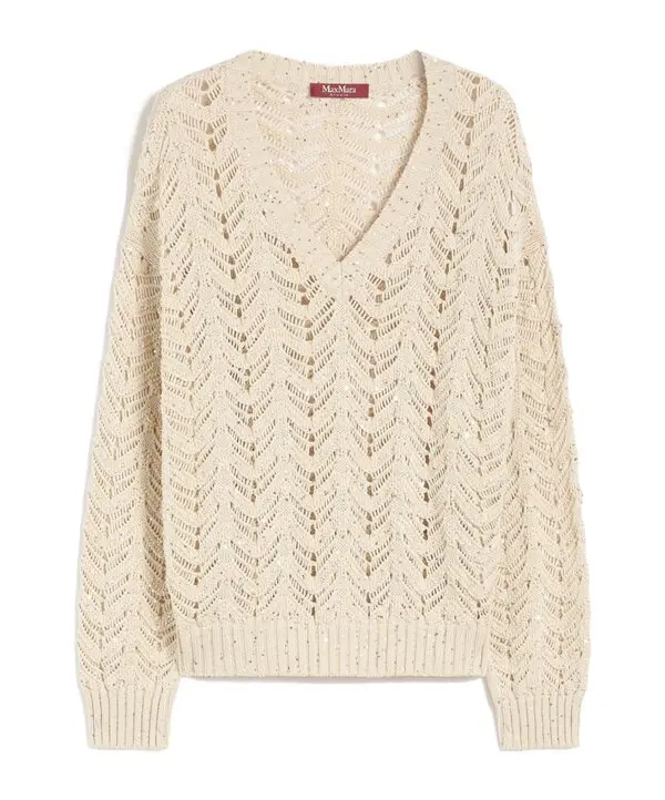 Max Mara Felino V-neck Openwork Jumper - Beige