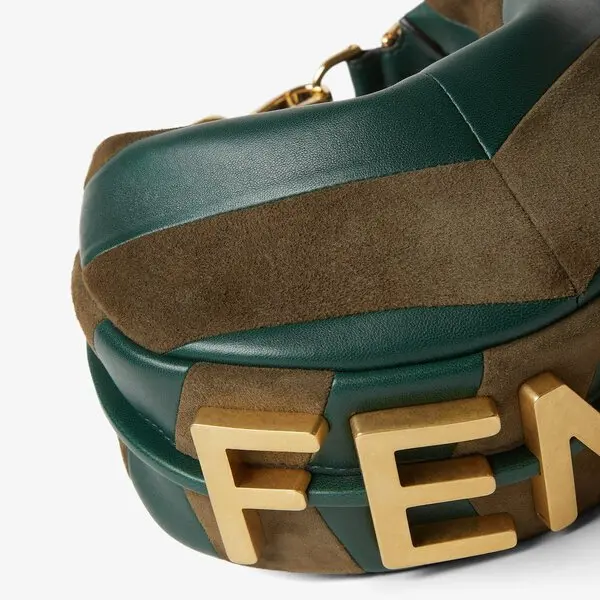 Fendi Mini Tote Bag With Chevron Pattern - Green