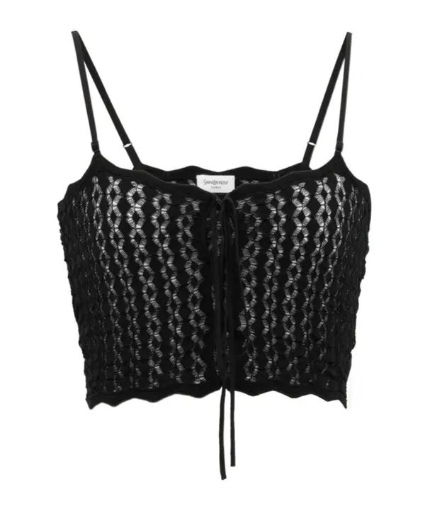 Saint Laurent Pointelle Knit Crop Top - No