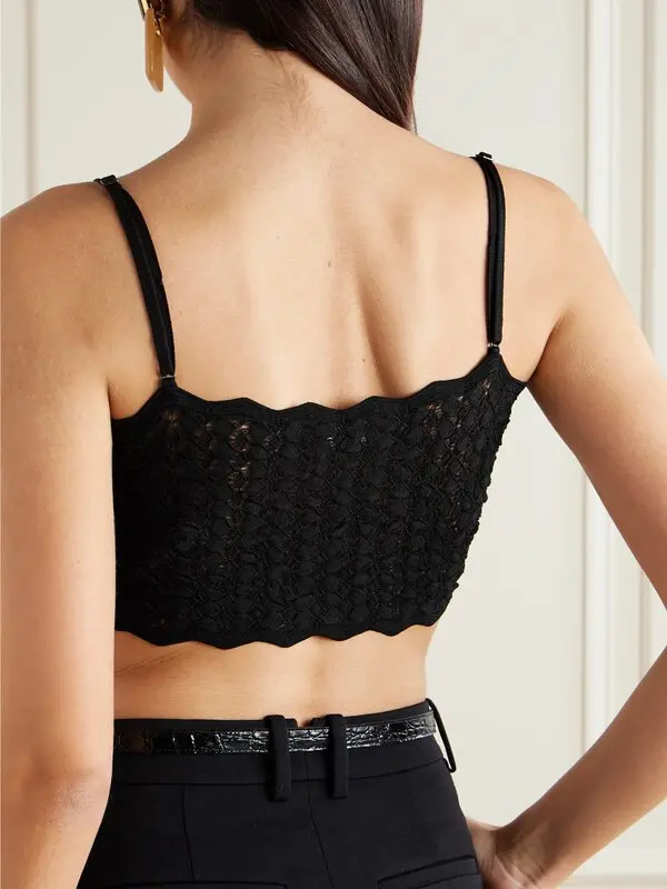 Saint Laurent Pointelle Knit Crop Top - No