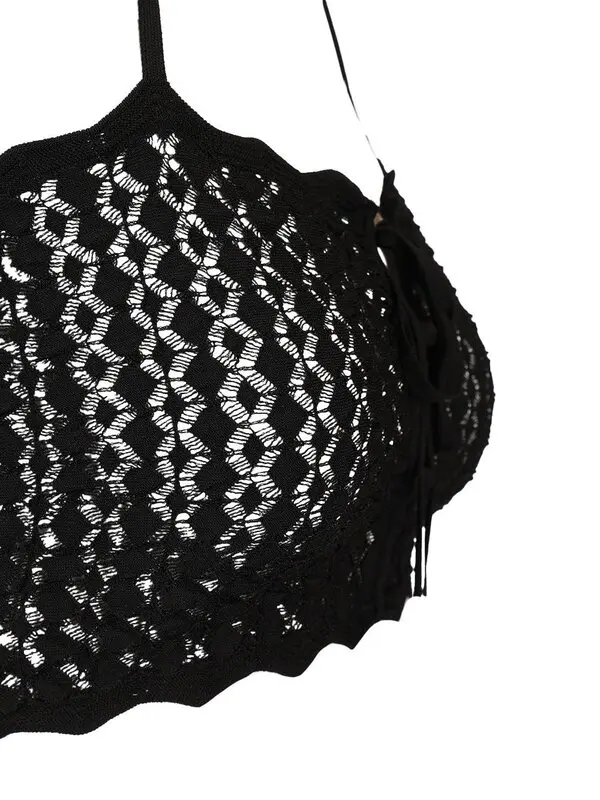 Saint Laurent Pointelle Knit Crop Top - No