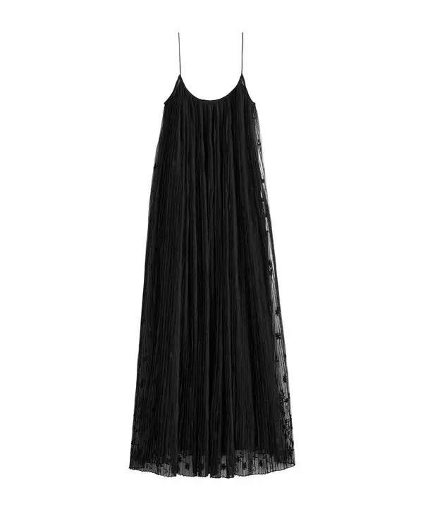 TOTEME Floral Tulle Midi Slip Dress - Black