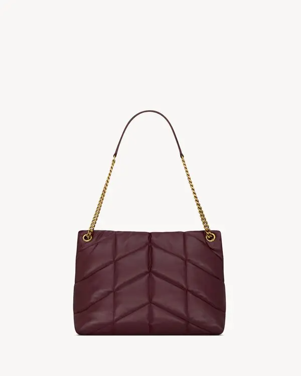 Saint Laurent Puffer Medium Shoulder Bag With Chain Strap - Deep Ruby Red Color